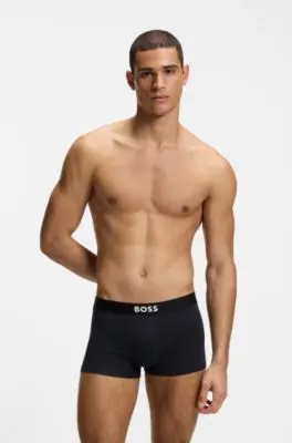 BOSS Three-pack Of Stretch-cotton Trunks With Logo Waistbands - Patterned