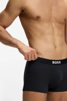 BOSS Three-pack Of Stretch-cotton Trunks With Logo Waistbands - Patterned