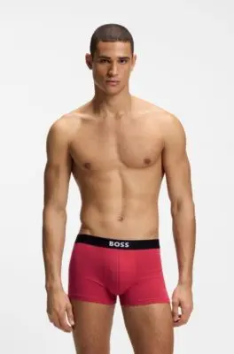 BOSS Three-pack Of Stretch-cotton Trunks With Logo Waistbands - Patterned