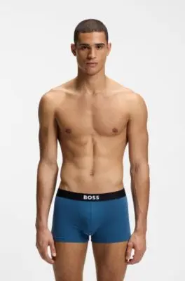 BOSS Three-pack Of Stretch-cotton Trunks With Logo Waistbands - Patterned