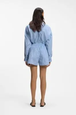 BOSS Cotton Poplin Striped Shorts