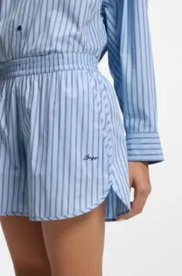 BOSS Cotton Poplin Striped Shorts