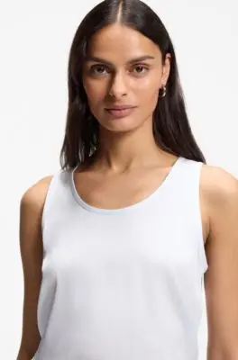 BOSS Sleeveless Stretch Silk Top - Light Blue
