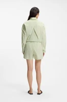 BOSS Vertical-stripe Cotton Poplin Shorts