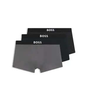 BOSS Three-pack Of Stretch-cotton Trunks With Logos - Light Grey