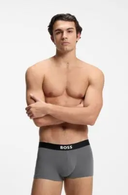 BOSS Three-pack Of Stretch-cotton Trunks With Logos - Light Grey