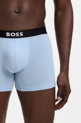 BOSS Three-pack Of Stretch-cotton Boxer Briefs - Light Blue