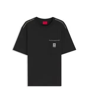 Hugo Cotton-jersey T-shirt With Embroidered Logo - Black