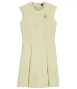 Hugo Sleeveless Flared Dress With Brooch