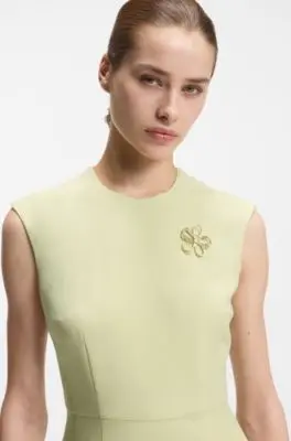Hugo Sleeveless Flared Dress With Brooch