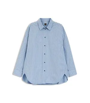 BOSS Striped Oversized-fit Cotton Poplin Blouse