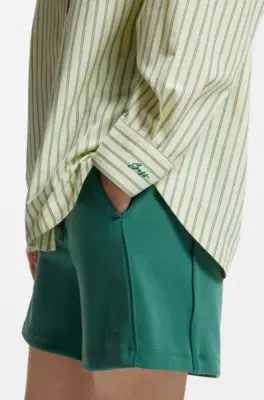 BOSS Striped Cotton Poplin Oversized Blouse