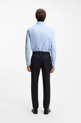 BOSS Virgin Wool Serge Slim-fit Drawstring Pants - Dark Blue