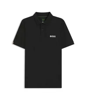 BOSS Active Stripe-jersey Slim-fit Polo Shirt With Four-way Stretch - Black