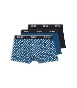 BOSS Three-pack Of Logo-detail Trunks In Stretch Cotton - Assorted Pre Pack