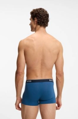 BOSS Three-pack Of Logo-detail Trunks In Stretch Cotton - Assorted Pre Pack