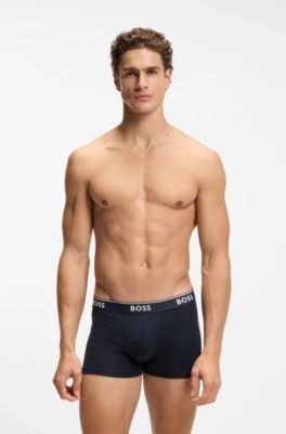 BOSS Three-pack Of Logo-detail Trunks In Stretch Cotton - Assorted Pre Pack