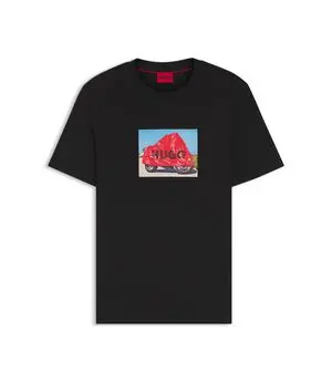 Hugo Cotton-jersey T-shirt With Biker-inspired Artwork