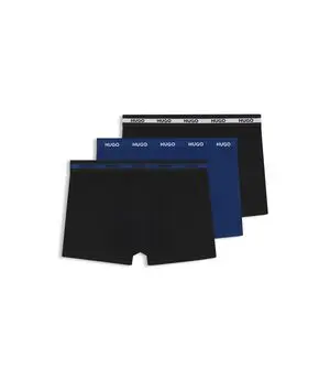 Hugo Three-pack Of Stretch-cotton Trunks With Logo Waistbands - Patterned