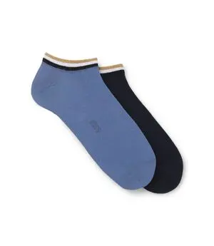 BOSS Ankle Socks With Signature-stripe Cuffs Set Of Two - Light Blue