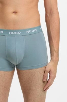 Hugo Three-pack Trunks With Jacquard Logo Waistband