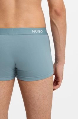 Hugo Three-pack Trunks With Jacquard Logo Waistband