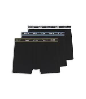 Hugo Three-pack Of Branded Boxer Briefs In Stretch Cotton - Black