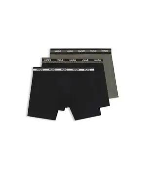 Hugo Three-pack Of Branded Boxer Briefs In Stretch Cotton - Patterned