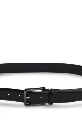 BOSS Grained-leather Belt With Gunmetal Buckle