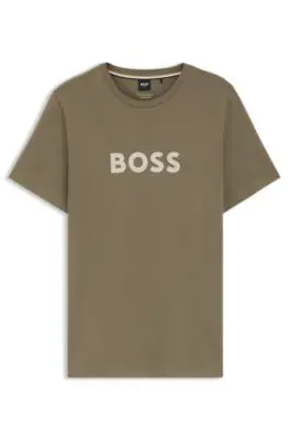 BOSS Cotton Jersey T-shirt With Logo Print - Light Brown