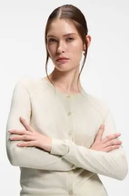 BOSS Superfine Merino Wool Cardigan - White