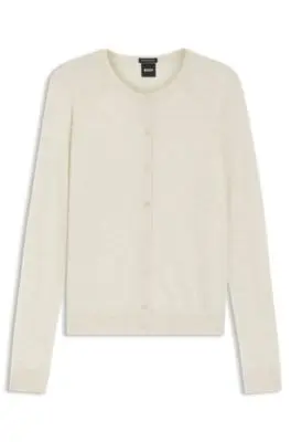BOSS Superfine Merino Wool Cardigan - White