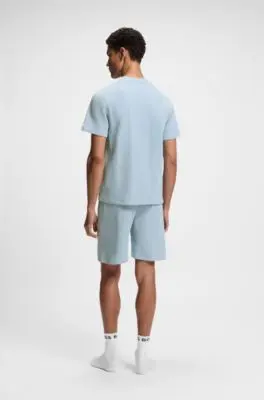 BOSS Cotton-blend T-shirt With Waffle Structure - Light Blue
