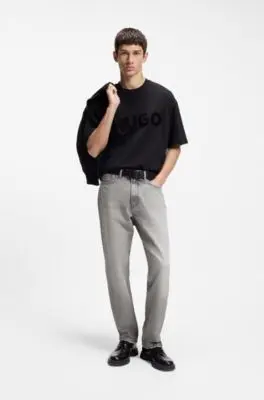 Hugo Regular-fit Stonewashed Denim Jeans - Silver