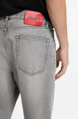 Hugo Regular-fit Stonewashed Denim Jeans - Silver