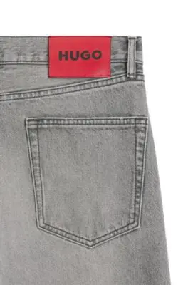 Hugo Regular-fit Stonewashed Denim Jeans - Silver
