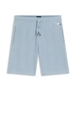 BOSS Cotton-blend Waffle Texture Shorts - Light Blue