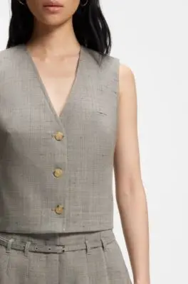 BOSS Wool Blend Cropped Waistcoat