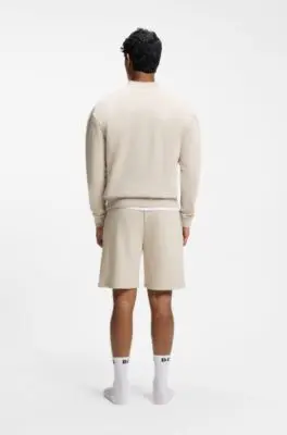 BOSS Cotton-terry Straight Fit Shorts - Light Grey