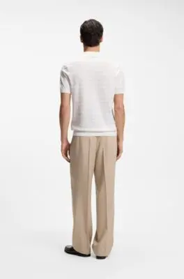 BOSS Cotton-blend Knit Polo With Horizontal Stripe - White