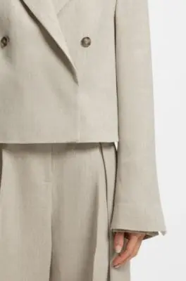 BOSS Herringbone Linen-blend Blazer - Patterned