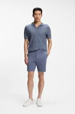 BOSS Cotton-blend Knit Polo With Horizontal Stripe