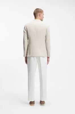BOSS Patterned Slim-fit Jacket - Light Beige
