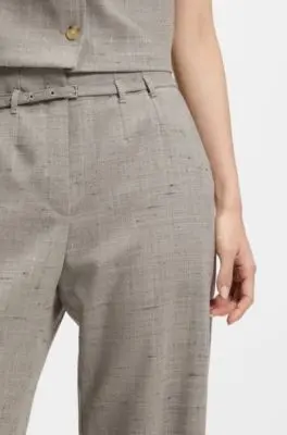 BOSS Regular-fit Trousers In A Wool Blend - Patterned