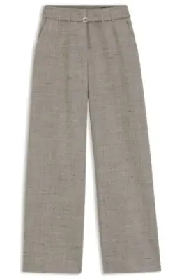 BOSS Regular-fit Trousers In A Wool Blend - Patterned