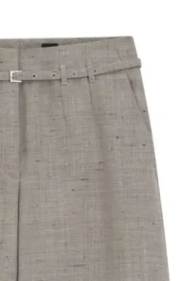 BOSS Regular-fit Trousers In A Wool Blend - Patterned