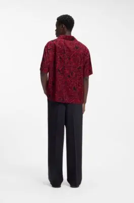 Hugo Oversized-fit Shirt With Digital Print