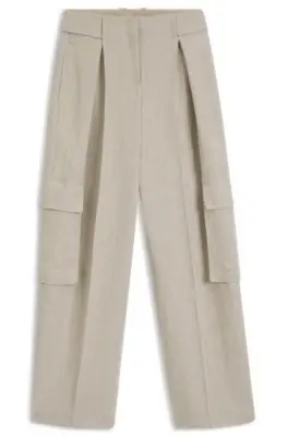 BOSS Herringbone Linen-blend Trousers - Patterned
