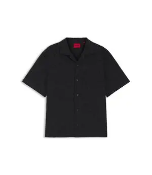 Hugo Oversize-fit Shirt In Broderie-anglaise Cotton - Black