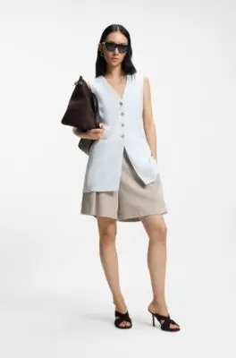 BOSS Relaxed-fit Linen-blend Culottes